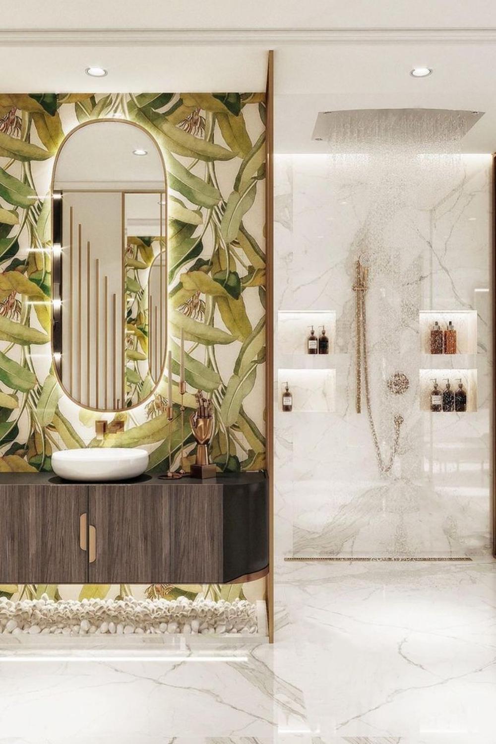 11 Tropical Bathroom Decor Ideas with Gold Accents You'll Love