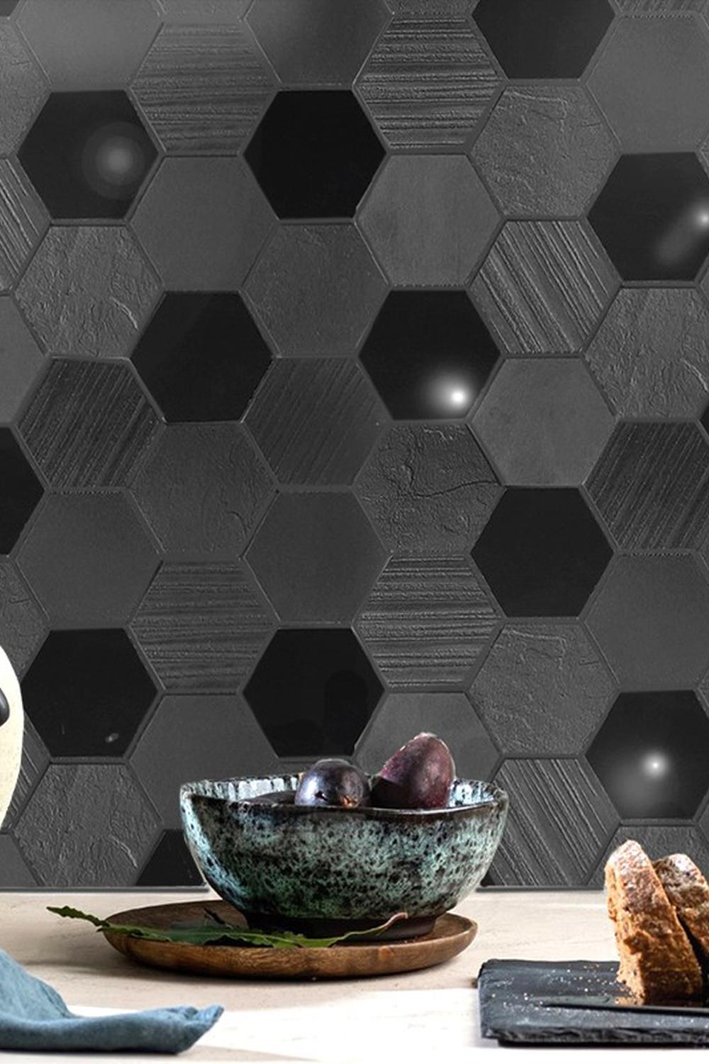 23 Chic Ways to Use Black Hexagon Tiles for a Home Decor Makeover