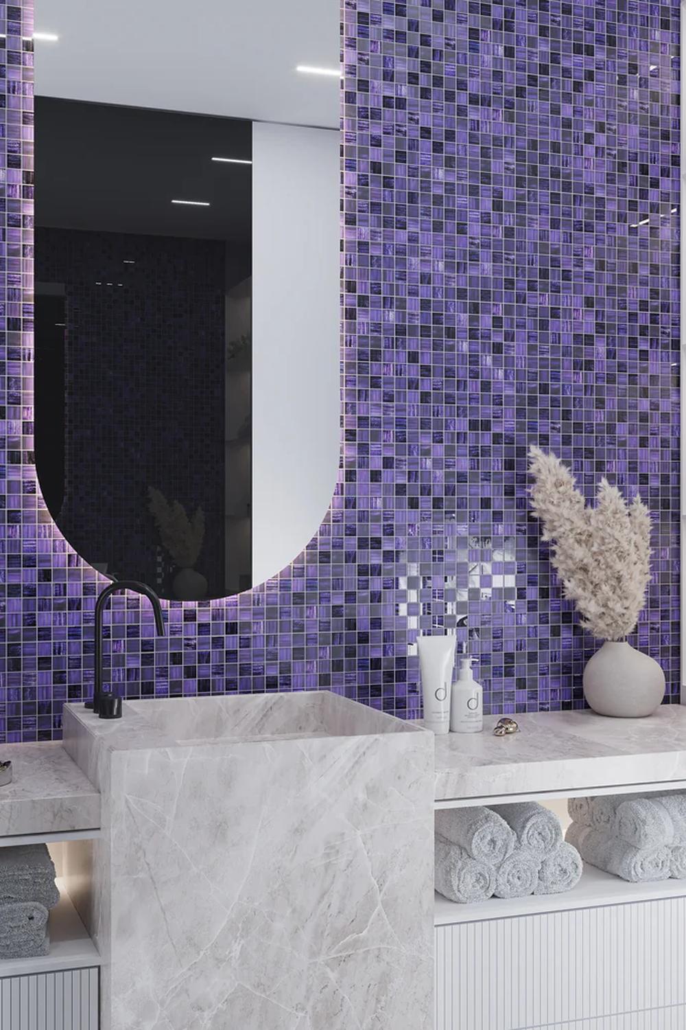 16 Purple Tile Bathroom Inspirations You’ll Love