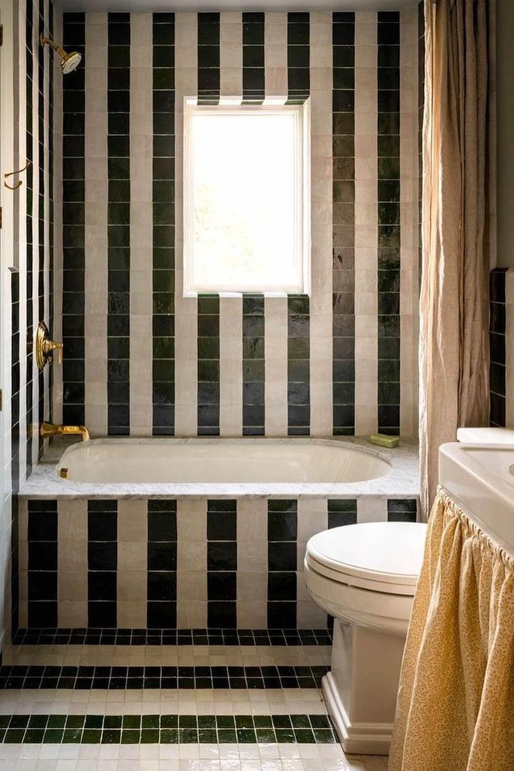 21 Striking Stripe Tile Bathroom Designs to Inspire Your Renovation
